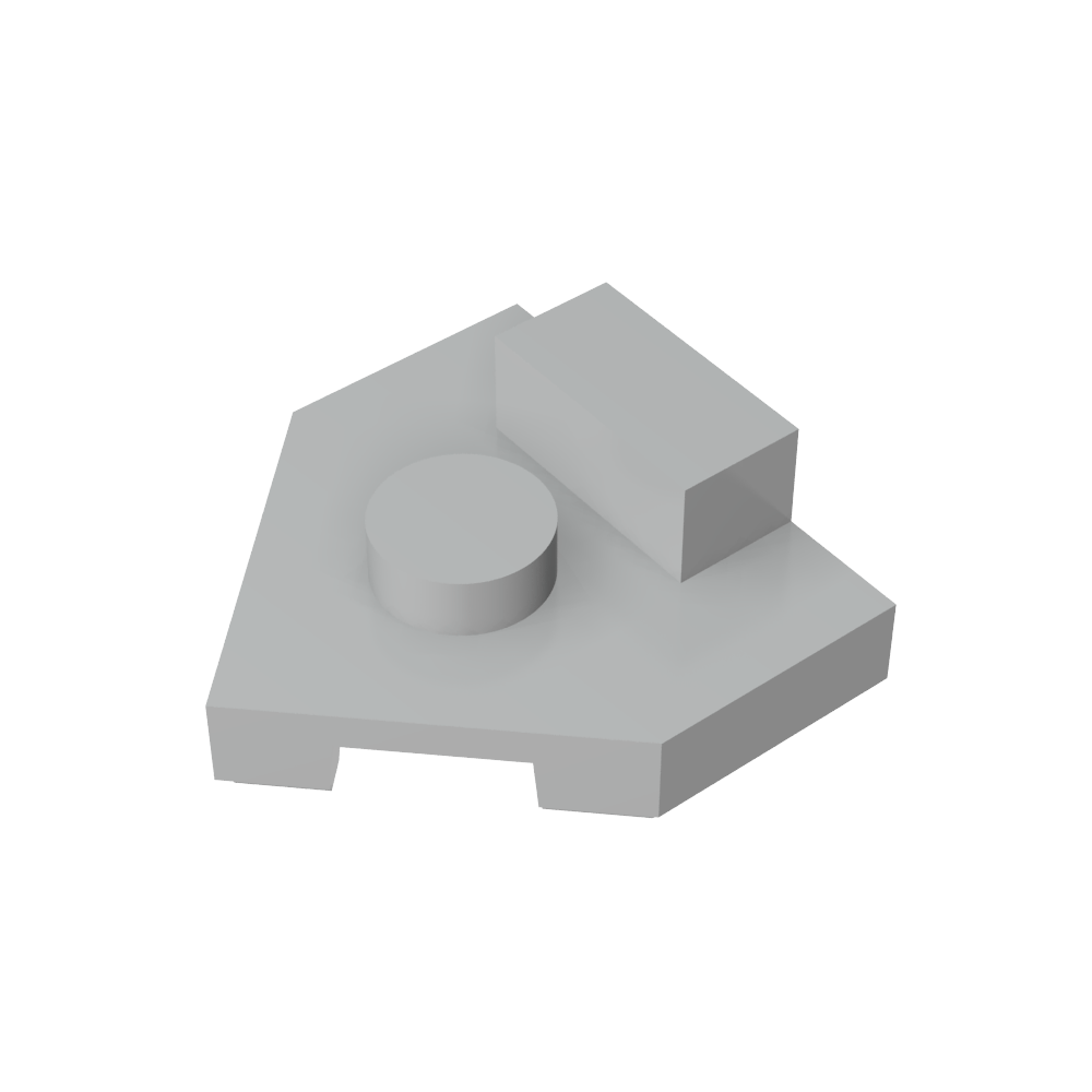 Plate Special 2 x 2 Wedge, Center Stud, 1 x 1/2 Raised Tab #27928 - Wobrick